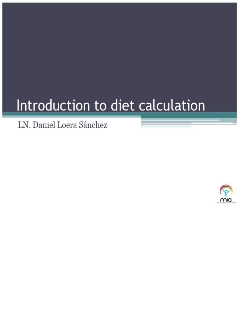 Introduction To Diet Calculation 1 | PDF | Nutrition | Diet & Nutrition