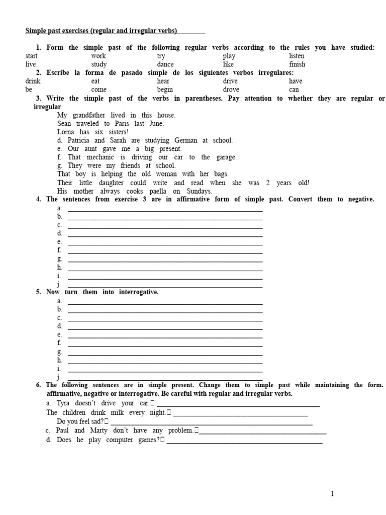 Simple Past Exercises With Solutions | PDF | Languages | Foreign ...