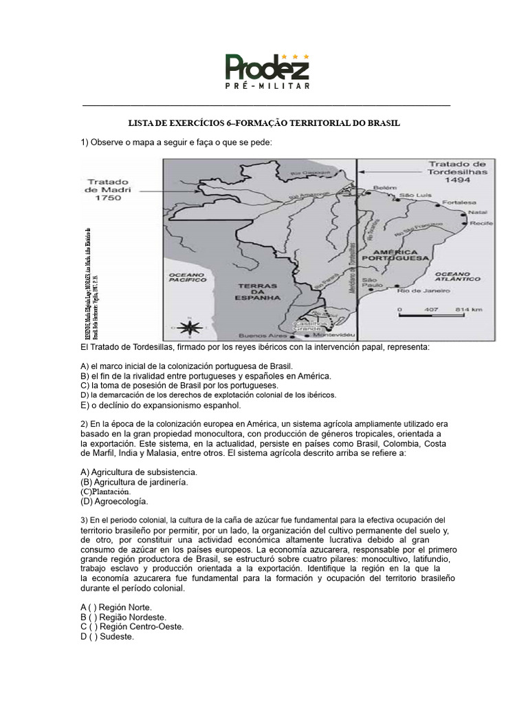 Lista de Ejercicios 6 Formación Territorial de Brasil | PDF | Brasil ...