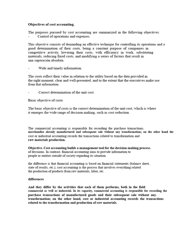 Objectives of Cost Accounting | PDF | Cost Accounting | Cost