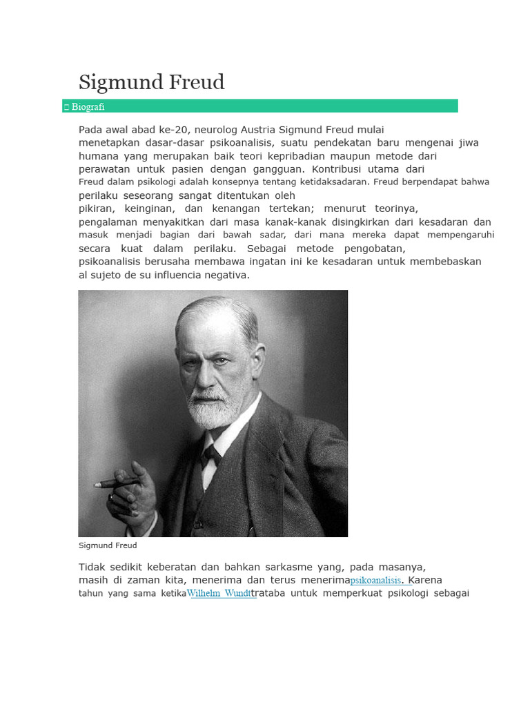 Biografi Sigmund Freud dan Psikoanalisis | PDF