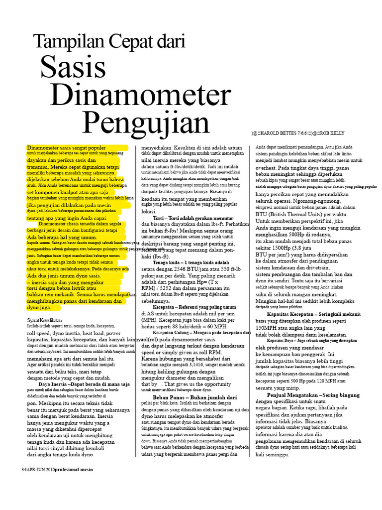 Pengujian Dyno Chassis | PDF