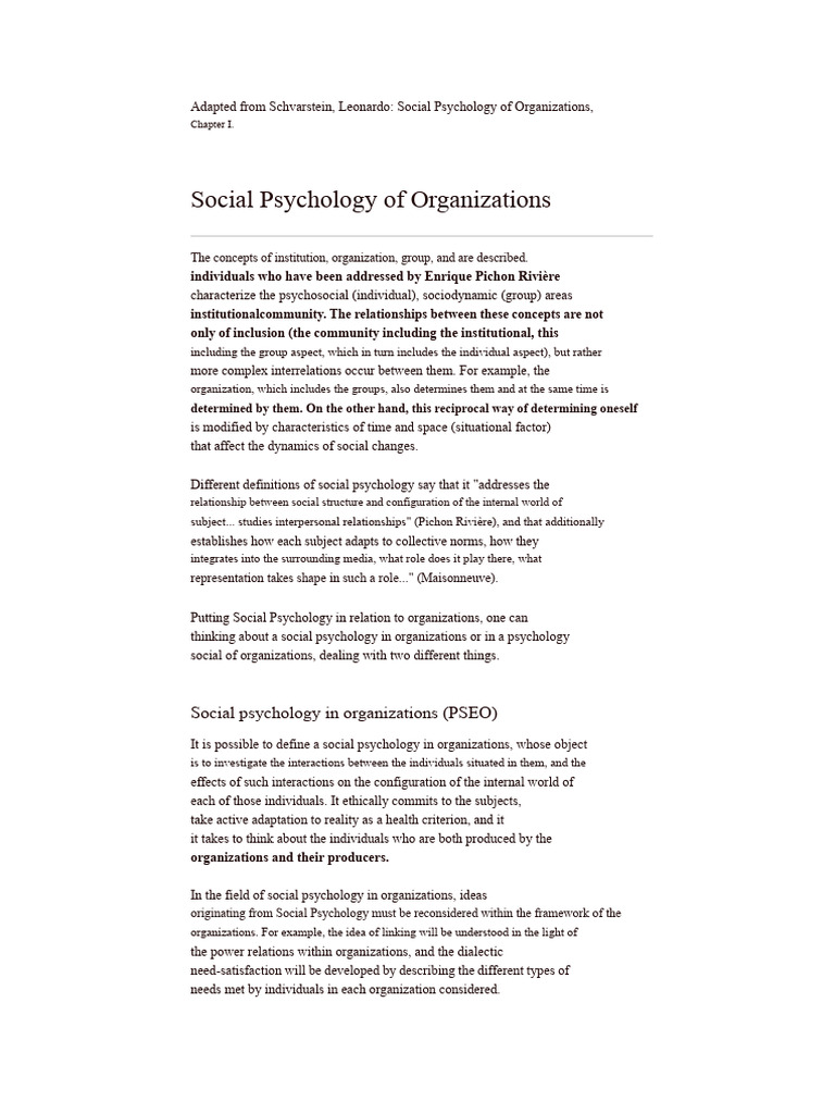 Social Psychology of Organizations | PDF | Psychology | Social Psychology