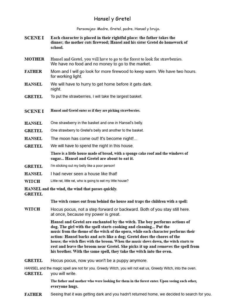 Hansel and Gretel Theatrical Play | PDF | Hansel And Gretel (Opera ...