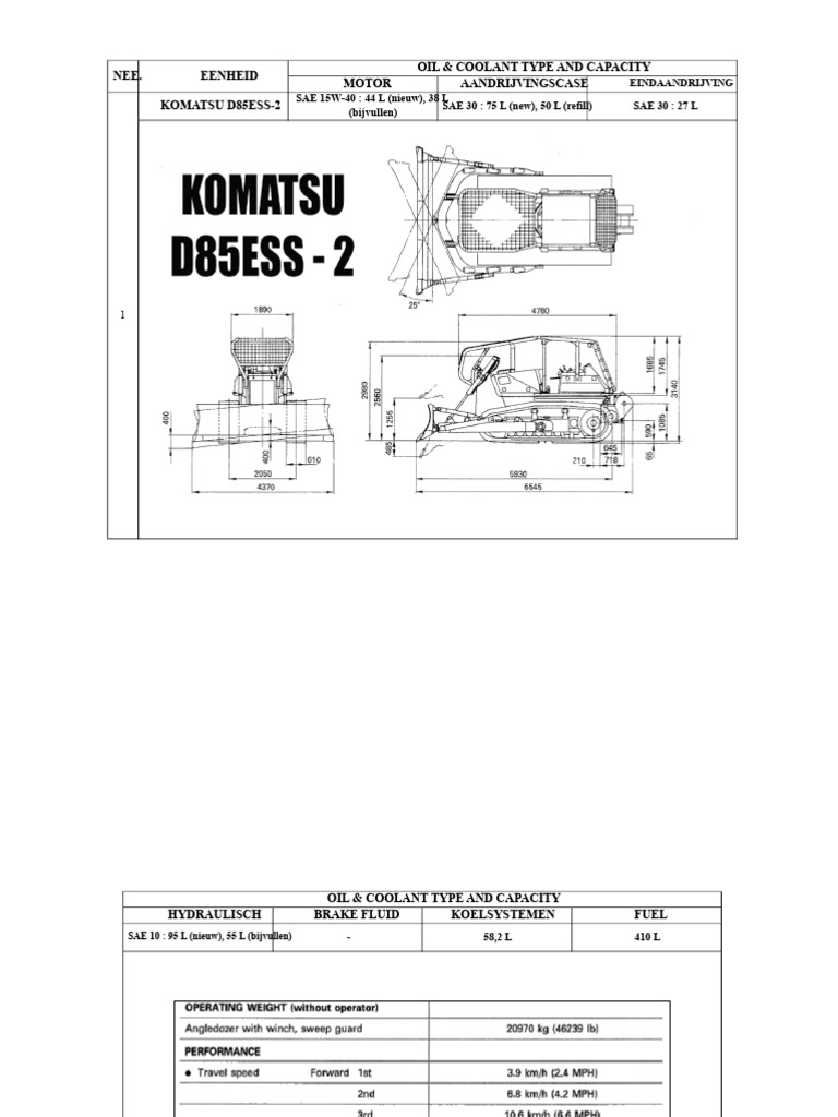D85ESS-2 Onderhoudsschema | PDF