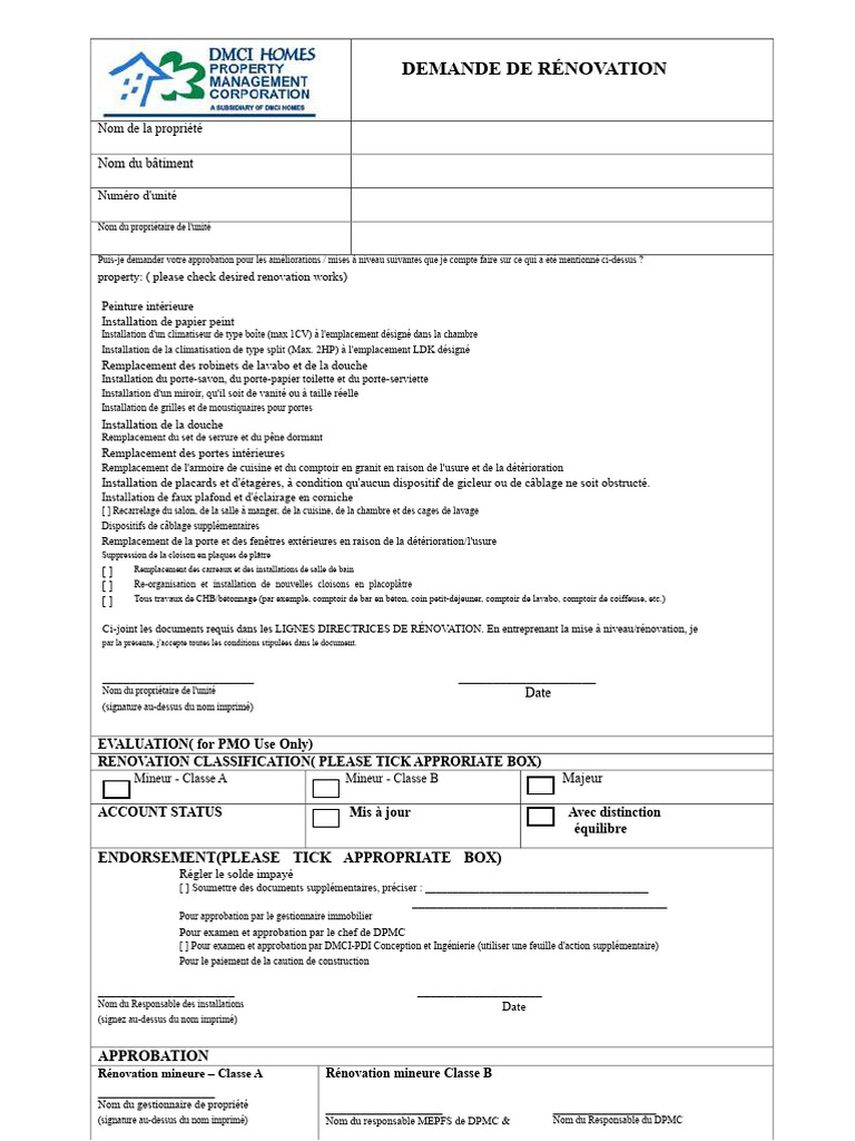 Demande de Rénovation | PDF | Accueil | Génie du bâtiment