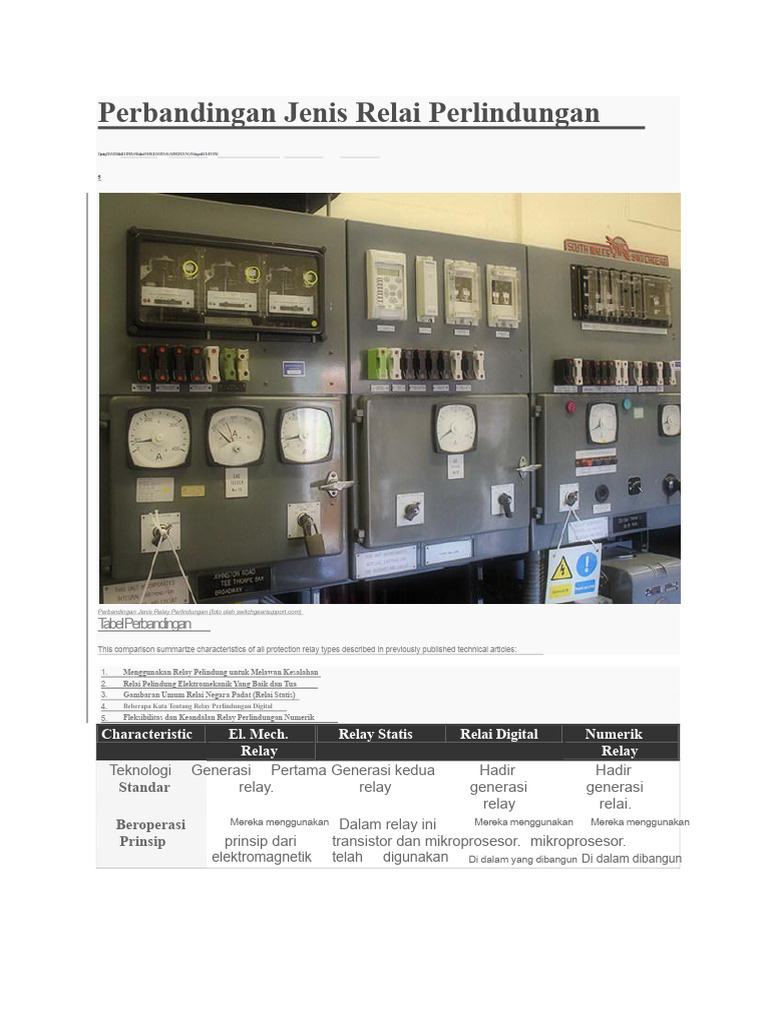 Perbandingan Jenis Relay Perlindungan | PDF