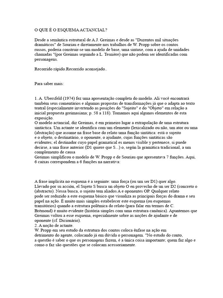 O que é o esquema actancial | PDF | Linguística