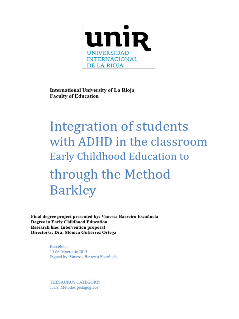 Barkley Method | PDF | Attention Deficit Hyperactivity Disorder ...