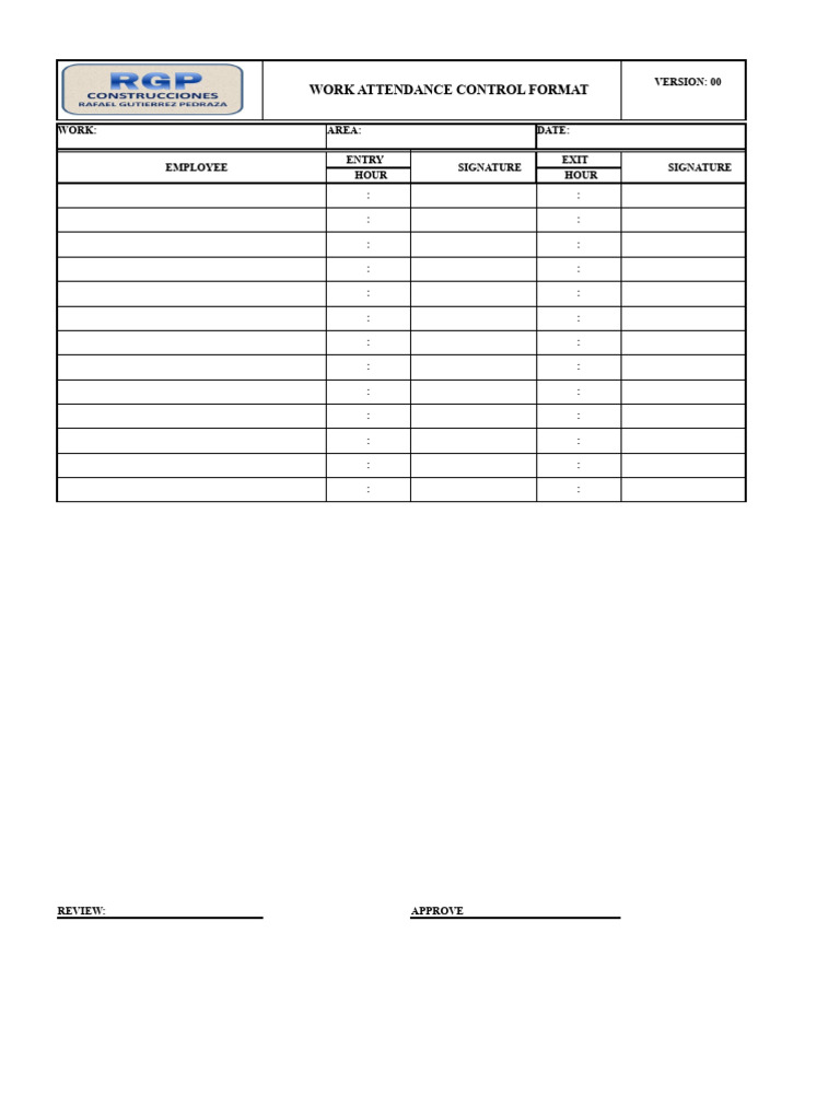 Labor Attendance Control Format | PDF