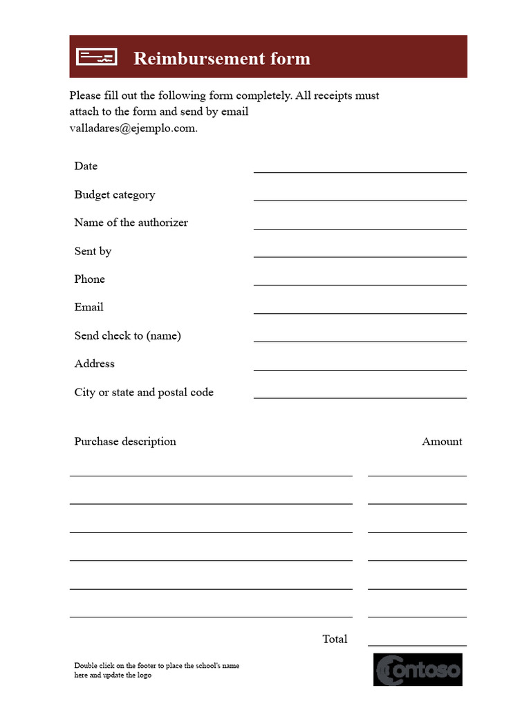 template example Reimbursement Form | PDF