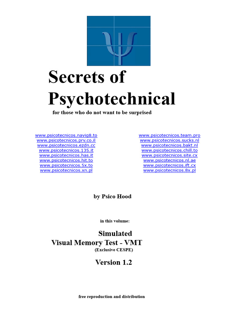 Visual Memory Test - VMT (version 1.2) | PDF | Memory | Psychology