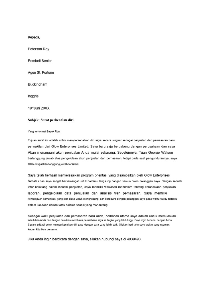 Surat Perkenalan Diri | PDF