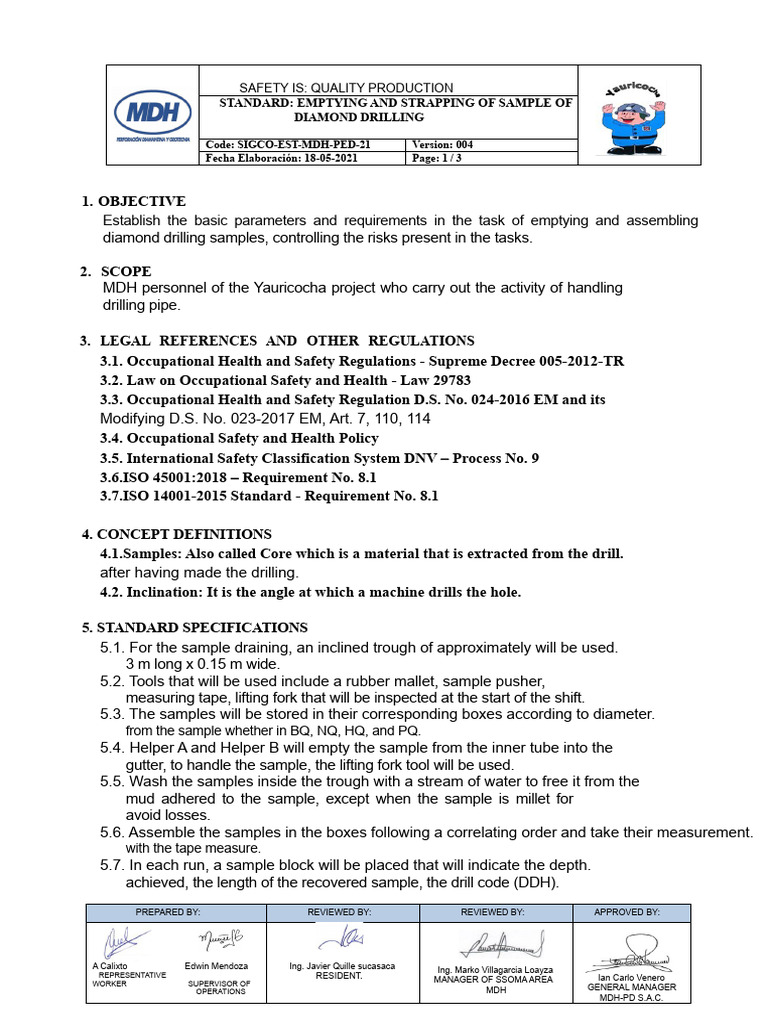 Est 21 - Emptying and Assembling of Diamond Drilling Samples | PDF ...