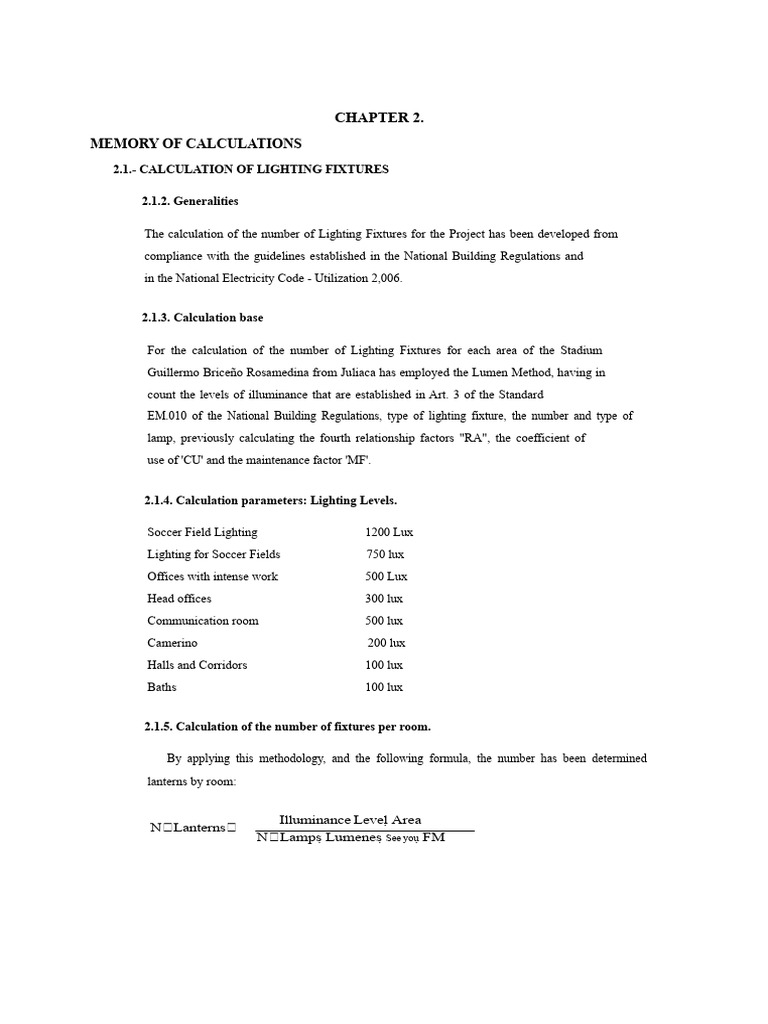 Calculation Report of Electrical Installations | PDF | Lighting | Light Emitting Diode