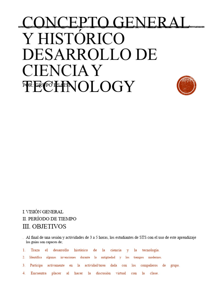 Concepto General y Desarrollo Histórico de La Ciencia y La Tecnología ...