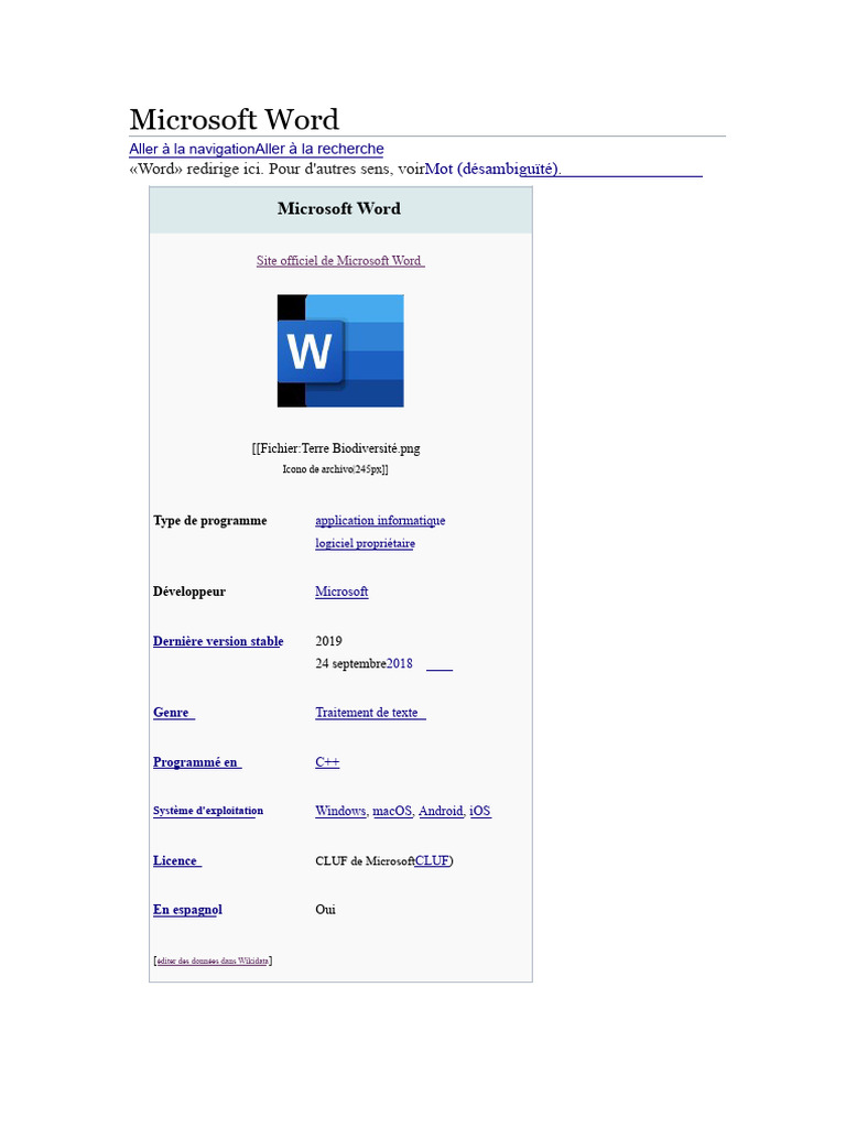 Microsoft Word : Histoire et Évolution | PDF | Microsoft Word ...