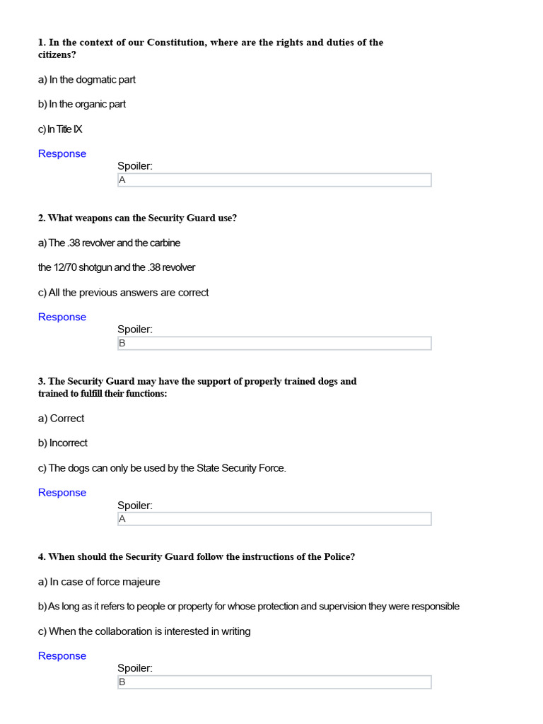 Security Guards Test (Part 1) | PDF | Security Guard