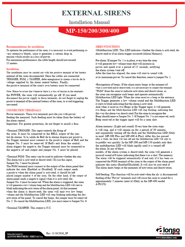External Sirens Installation Guide | PDF | Computer Engineering ...