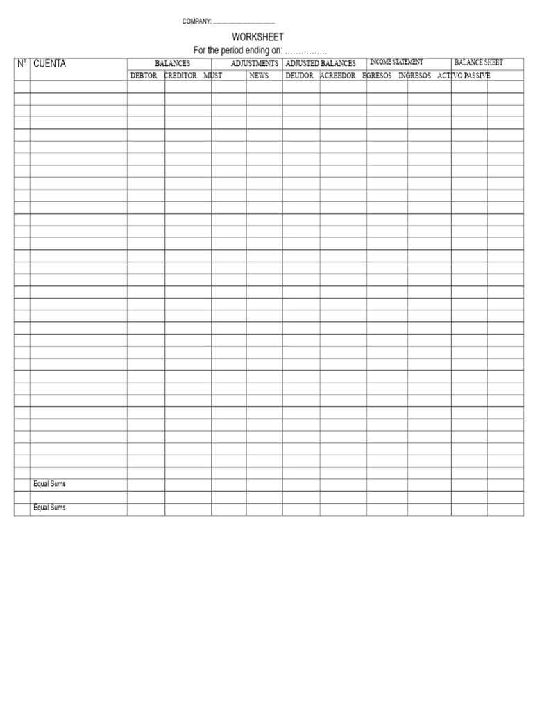 Financial Statement Worksheet Template | PDF