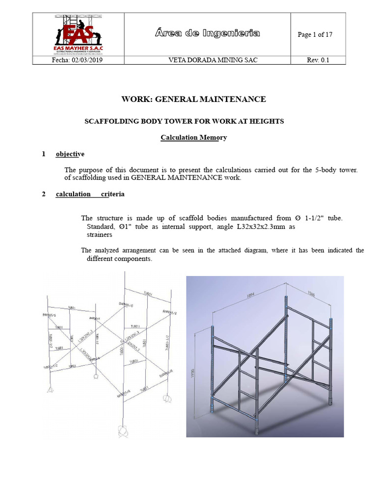 Scaffolding Tower Maintenance Calculations | PDF | Scaffolding | Bending