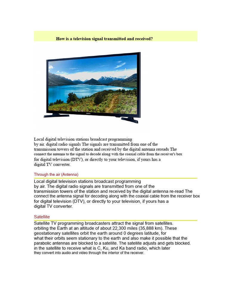 How A Television Signal Is Transmitted and Received | PDF