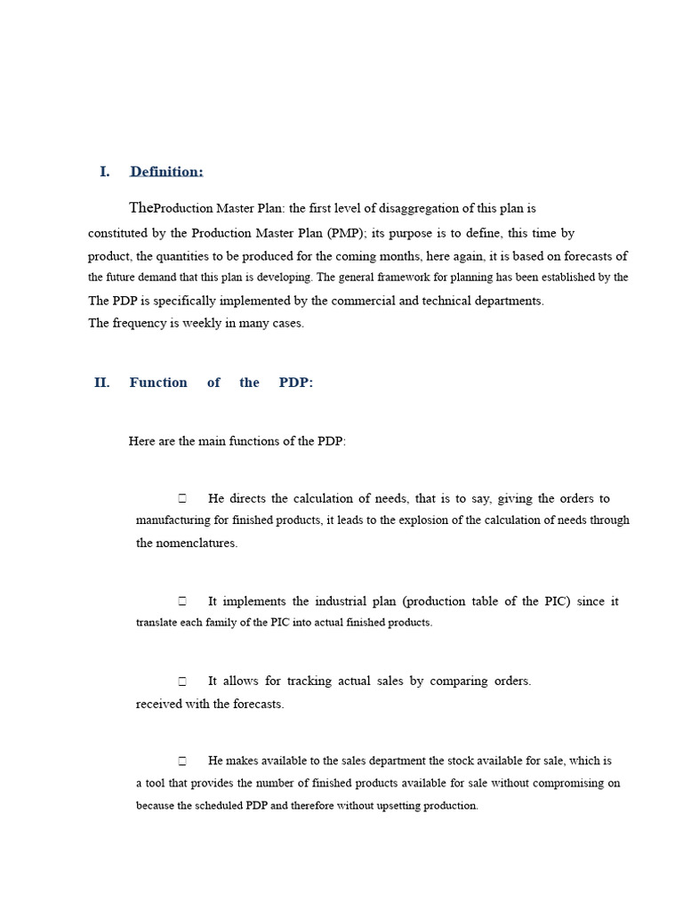 Production Master Plan Overview | PDF | Forecasting | Economies
