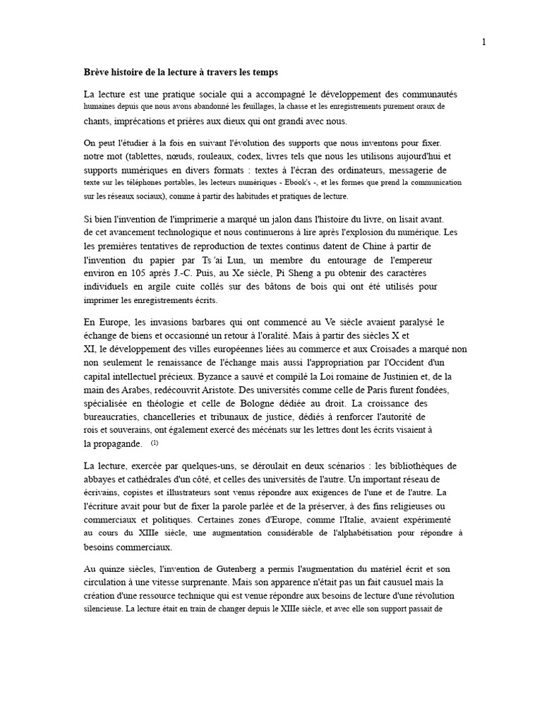 Histoire de la lecture à travers les âges | PDF | Bibliothèques ...