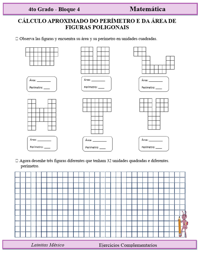 Cálculo de Perímetro y Área en 4to Grado | PDF