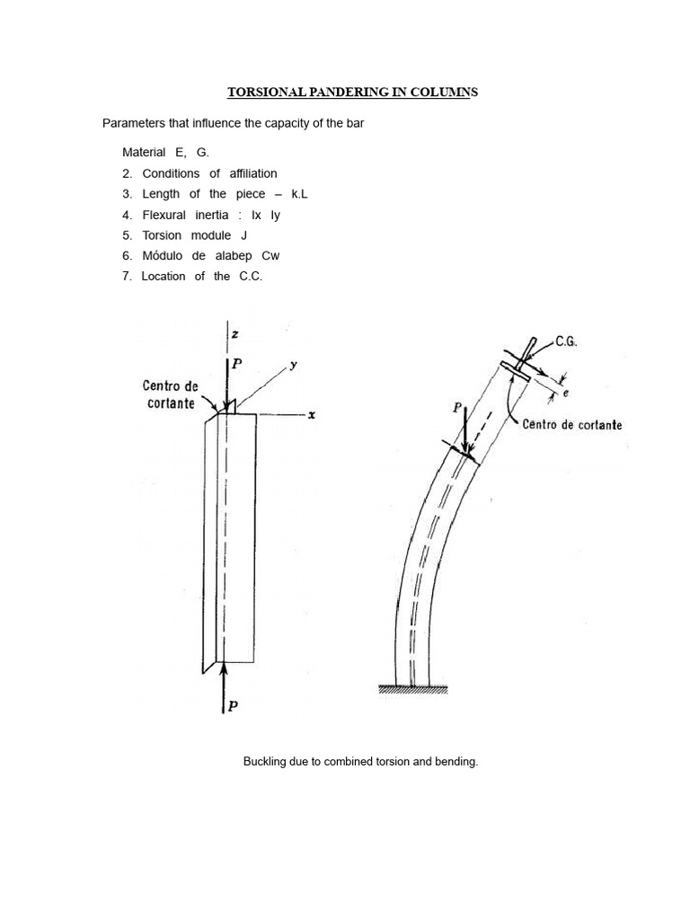 Torsional Buckling in Structural Columns | PDF | Buckling | Bending
