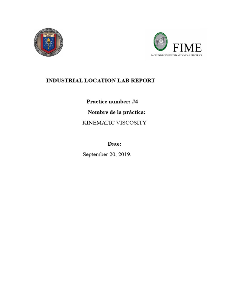Kinematic Viscosity Lab Report | PDF | Viscosity | Mechanical Engineering
