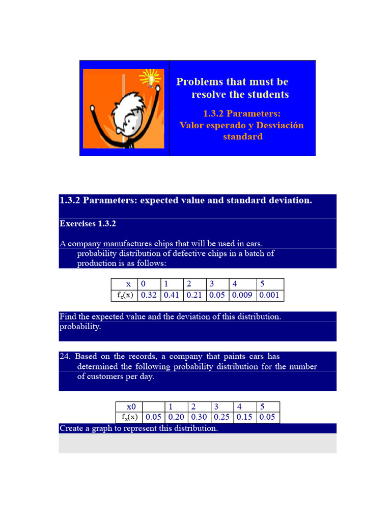 1.3.2 EXERCISES Parameters Expected Value and Standard Deviation | PDF ...