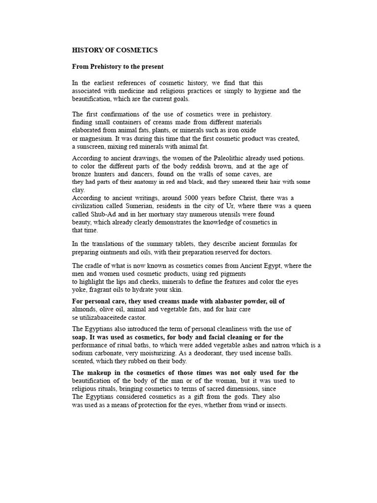 History of Cosmetics From The 16th To The 21st Century | PDF ...