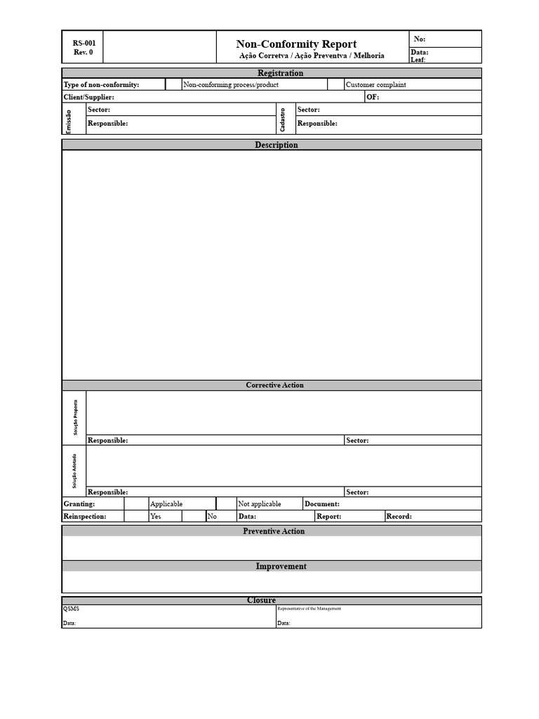 Non-Conformity Report RNC MODEL | PDF