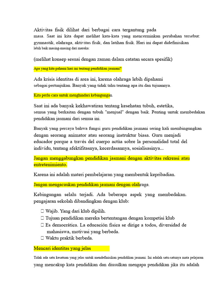 Ringkasan Pendidikan Jasmani Blazquez Sanchez | PDF