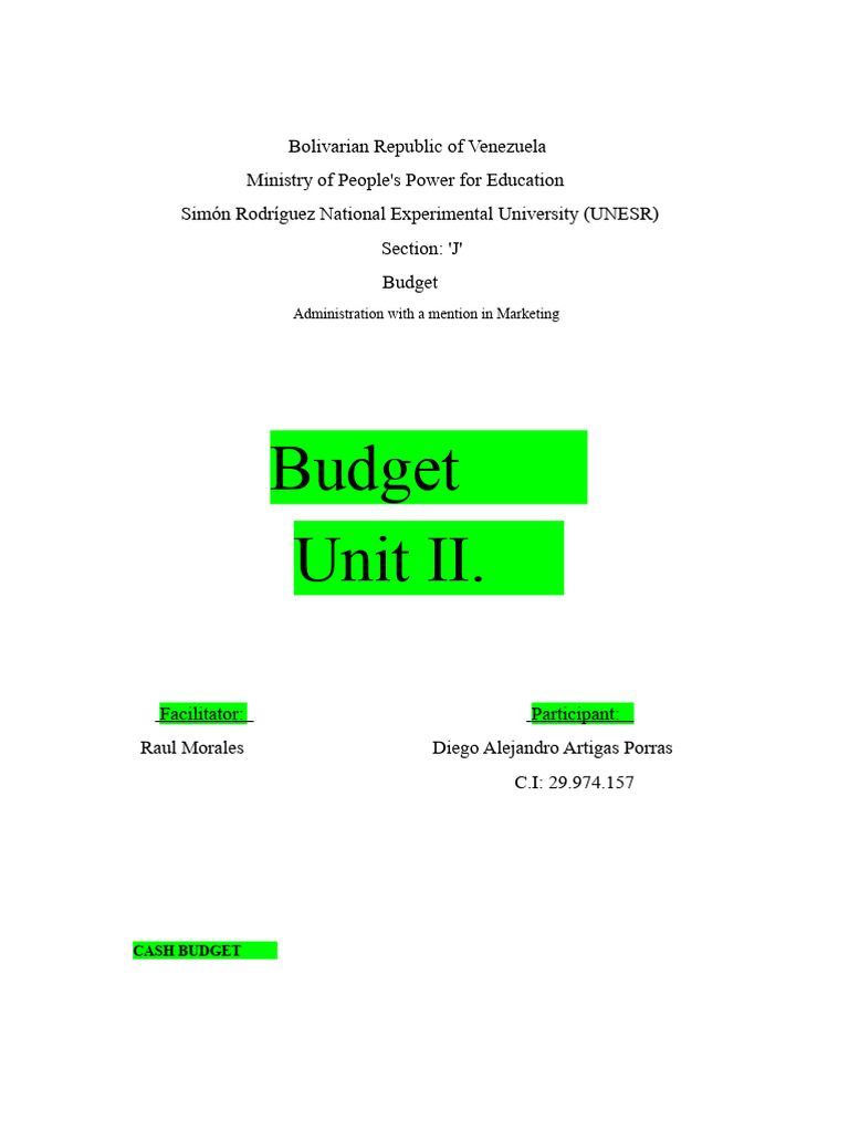 CASH AND SALES BUDGET | PDF | Budget | Forecasting