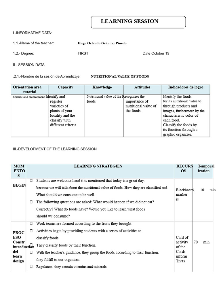 Nutritional Value of Foods Session | PDF | Foods | Nutrition