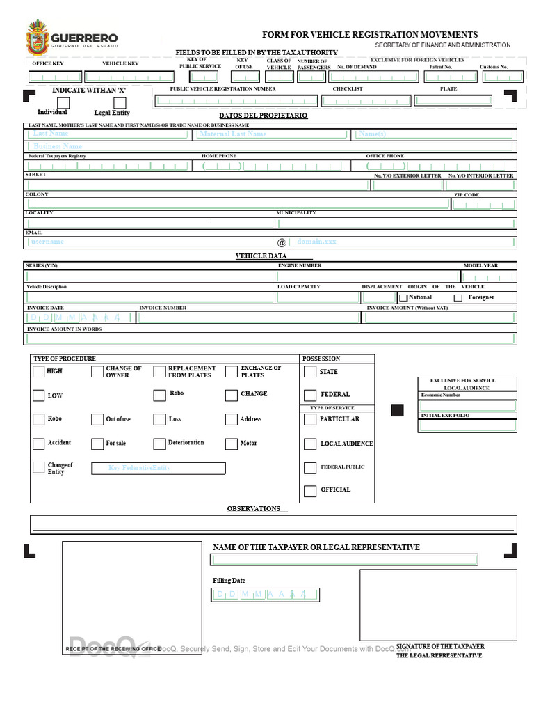 Vehicle Registration Movement Form | PDF | Invoice | Business