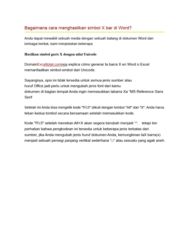 Cara Membuat Simbol Garis X Di Word | PDF