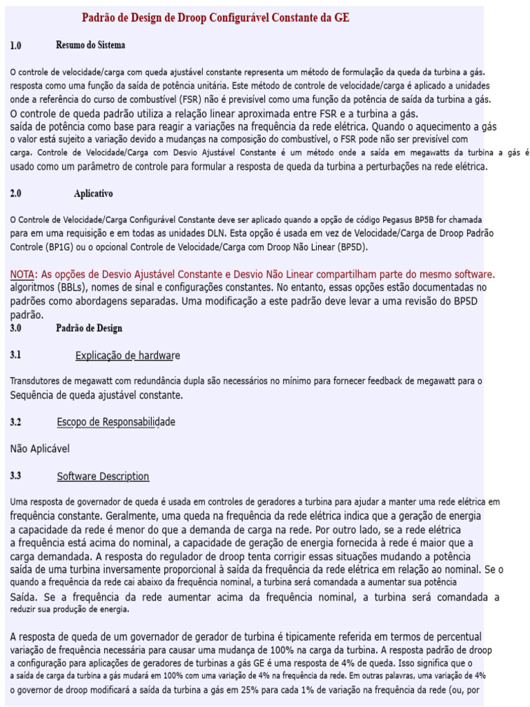 Padrão de Design de Droop Ajustável Constante da GE | PDF | Turbina a ...