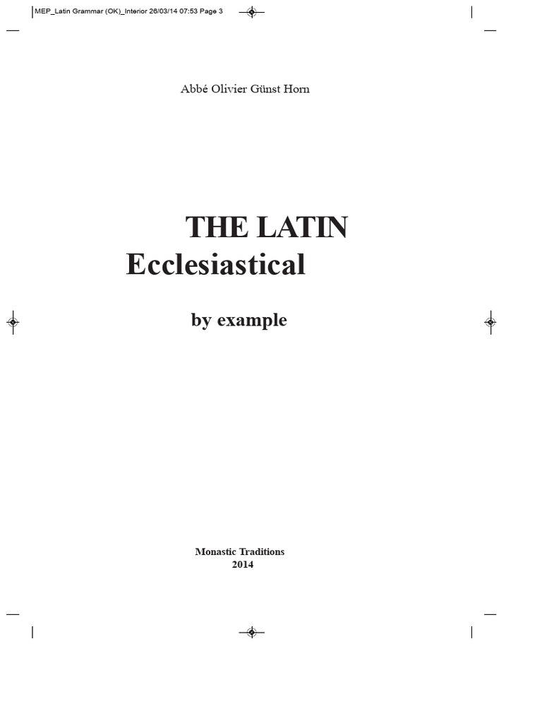 Ecclesiastical Latin Grammar Guide | PDF | Grammatical Gender | Grammar