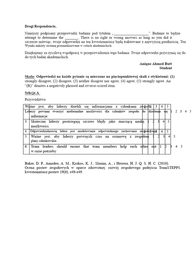 Kwestionariusz PDF | PDF