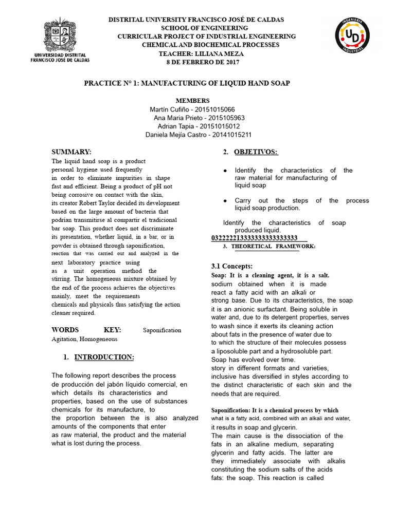 Liquid Hand Soap Manufacturing Process | PDF | Soap | Chemical Substances