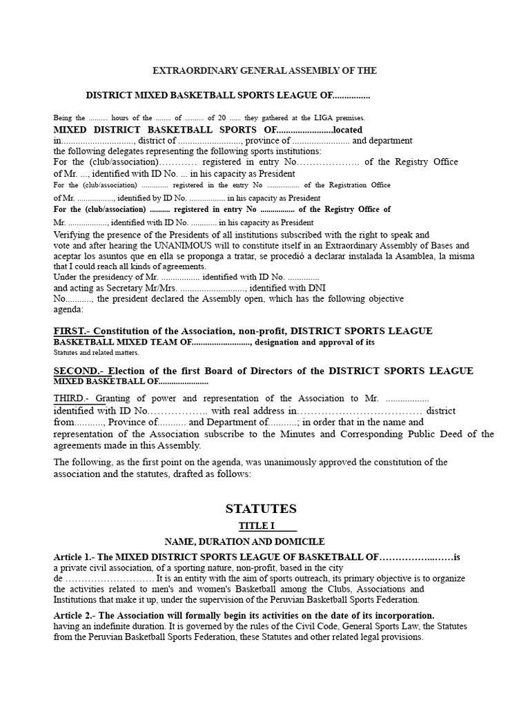 District Mixed Basketball League Assembly | PDF | Board Of Directors ...
