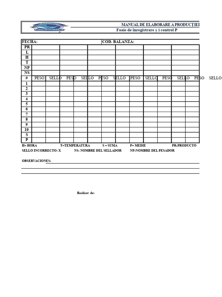 Registru de control al greutăților | PDF