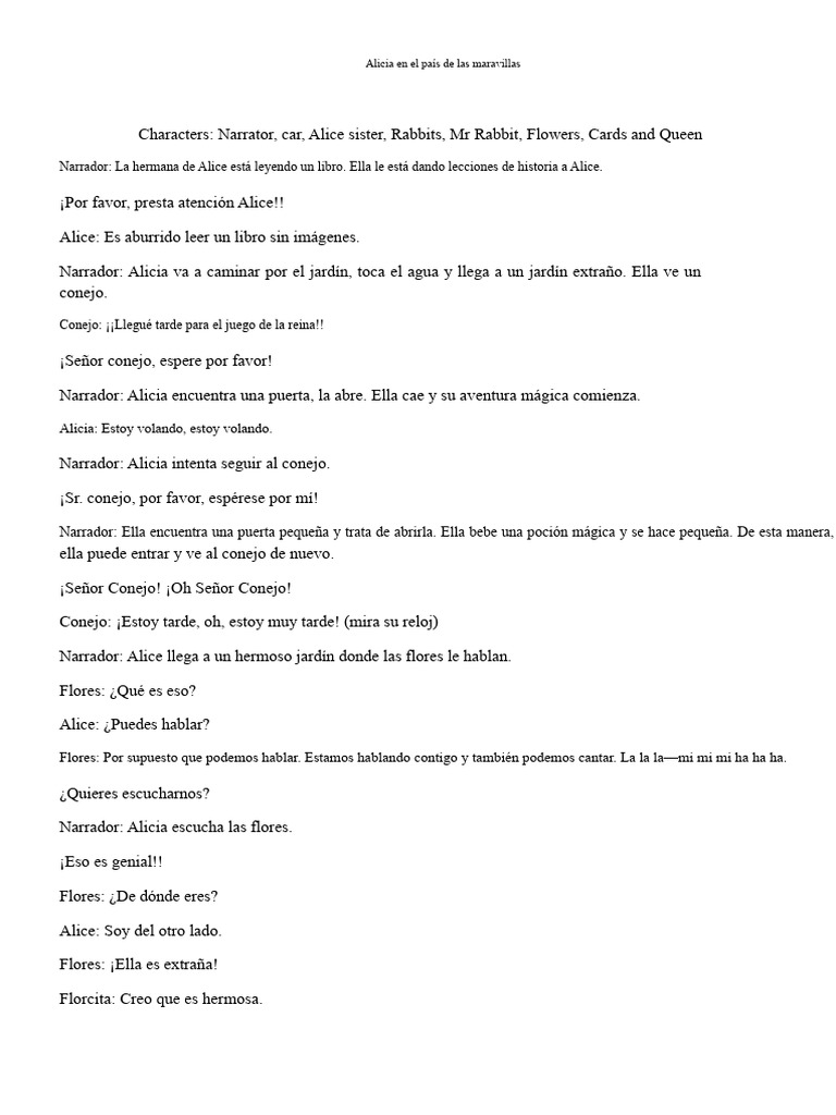Alice en El Pais de Las Maravillas Juego de Roles | PDF | Las aventuras ...