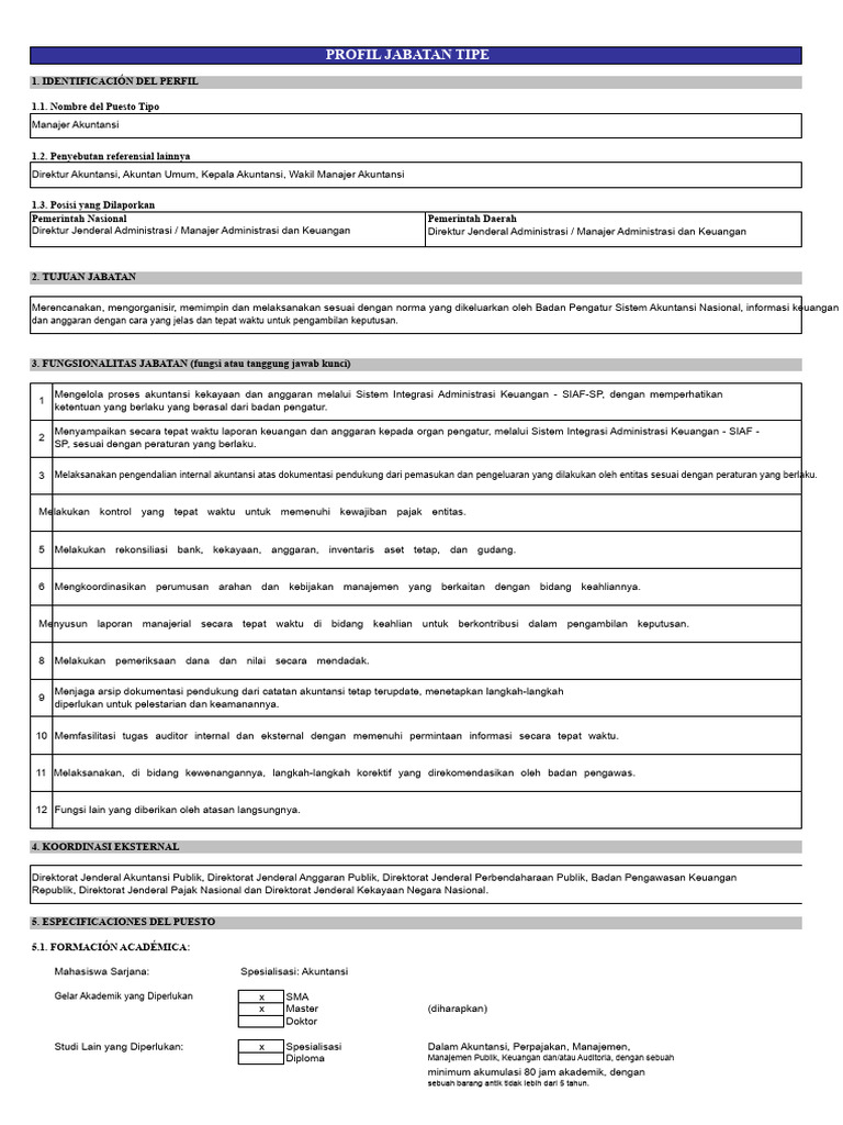 Profil Jabatan Manajer Akuntansi | PDF