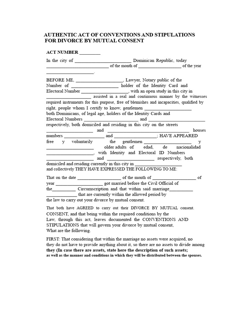 Authentic Act of Divorce by Mutual Consent | PDF | Divorce | Social ...