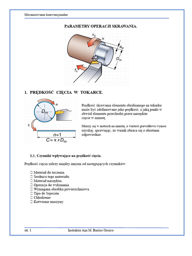Parametry Obróbcze | PDF