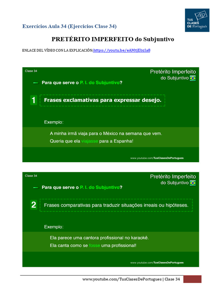 PRETÉRITO IMPERFECTO DEL SUBJUNTIVO | PDF | Lingüística | Gramática